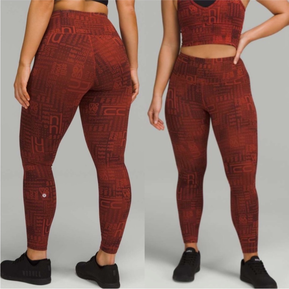Lululemon Wunder Train Red Multi Logo Words - Gem